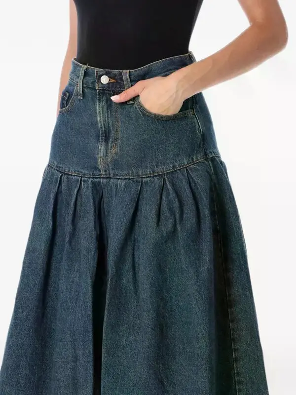 LEVI'S Yoked Pleated Denim Midi Skirt