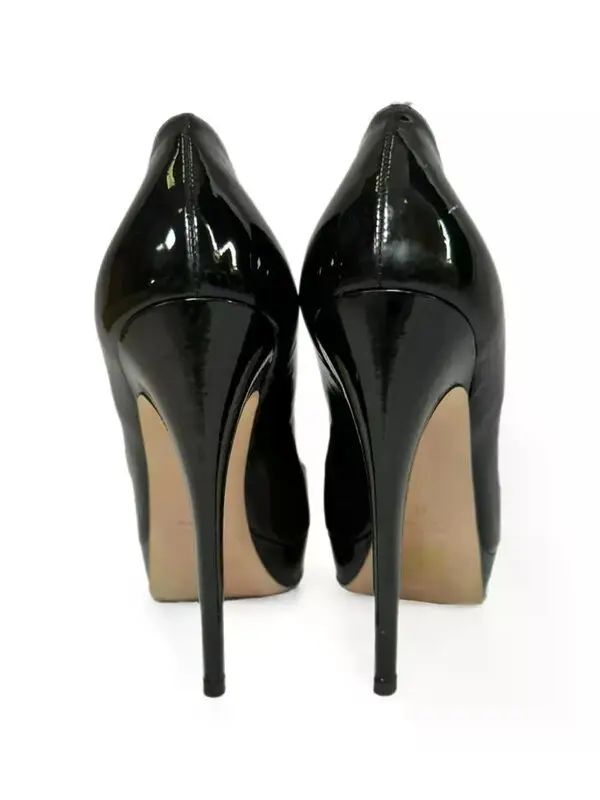 Miu Miu Patent Leather Platform Stiletto Heel Pumps - Black