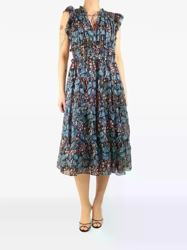 Ulla Johnson Smocked Tiered Midi Dress