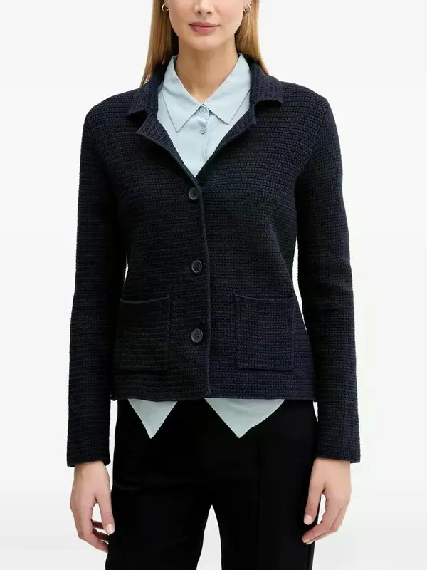 BENETTON Textured Knit Button-up Cardigan - Blue