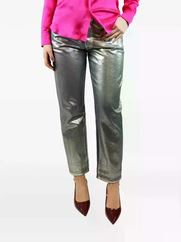 GOLDEN GOOSE Metallic-effect Straight Leg Jeans - Silver