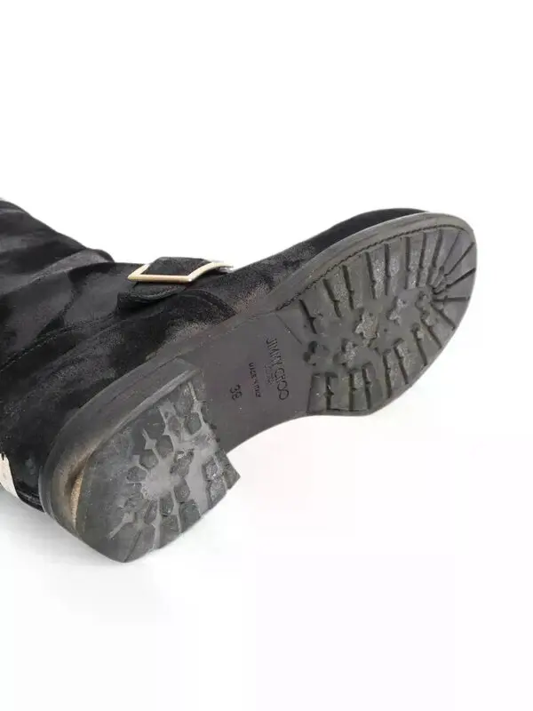 JIMMY CHOO Leather Distressed Effect Buckle Boots