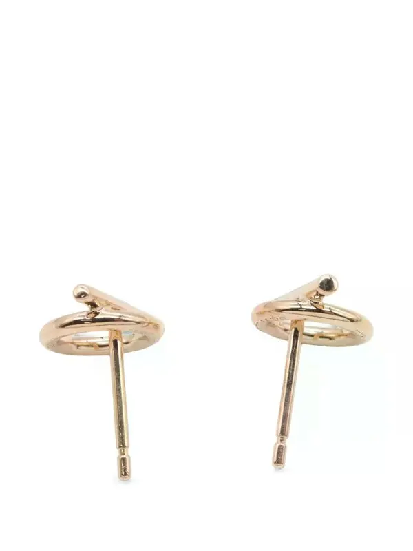 Hermès 18k Rose Gold Finesse Logo-engraved Circle Motif Earrings