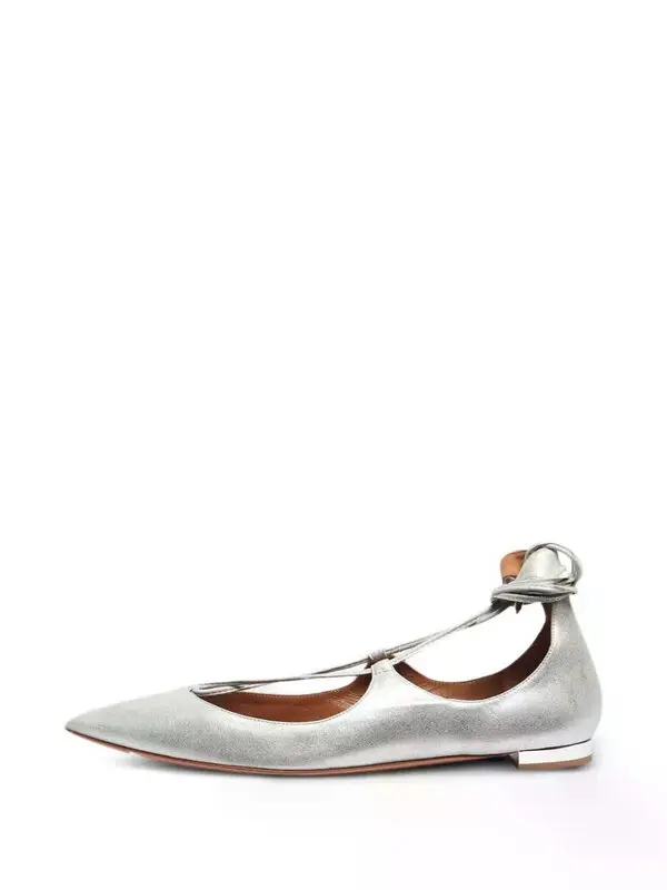 AQUAZZURA Christy Lace-up Ballet Flats - Silver