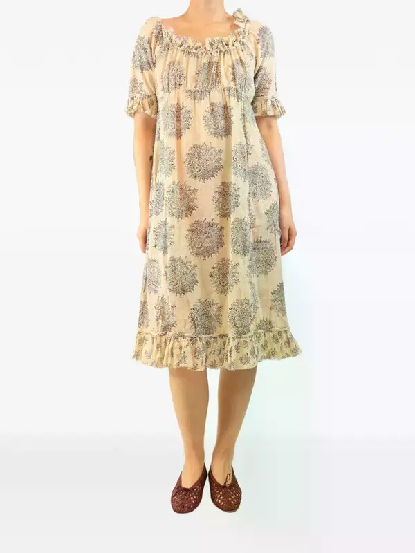 DOSA Printed Ruffled Cotton Midi Dress