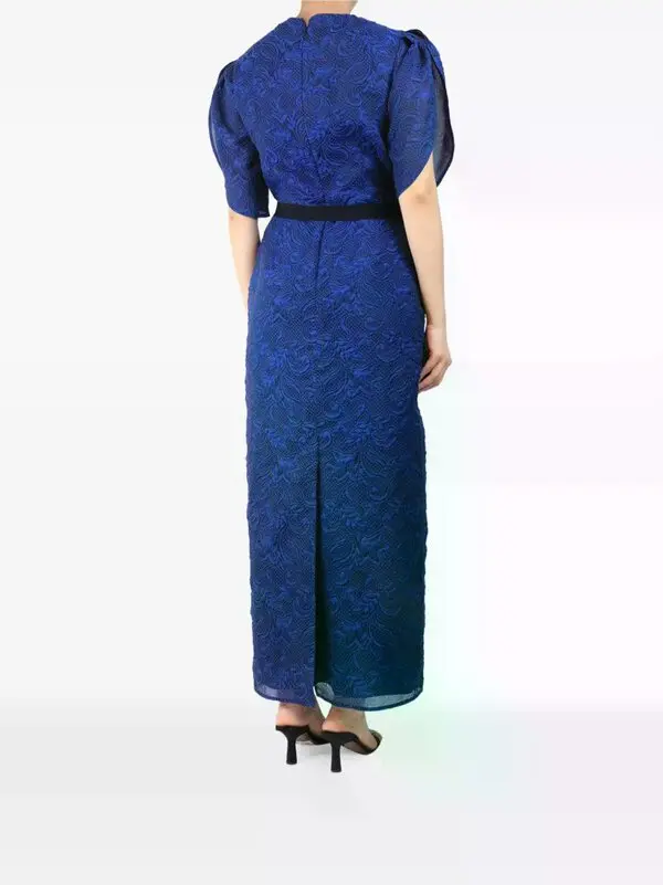 Erdem Cloque Belted Maxi Dress
