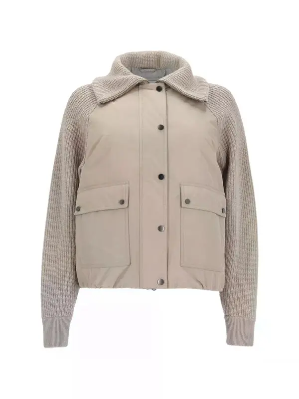 Brunello Cucinelli Ribbed-knit Panel Jacket - Neutrals
