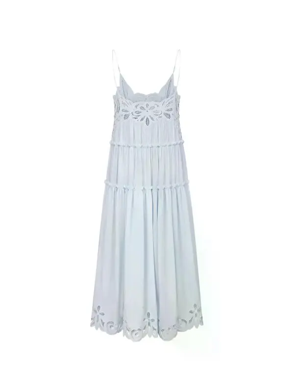 Ulla Johnson Filippa Lace-appliqué Silk Maxi Dress - Blue