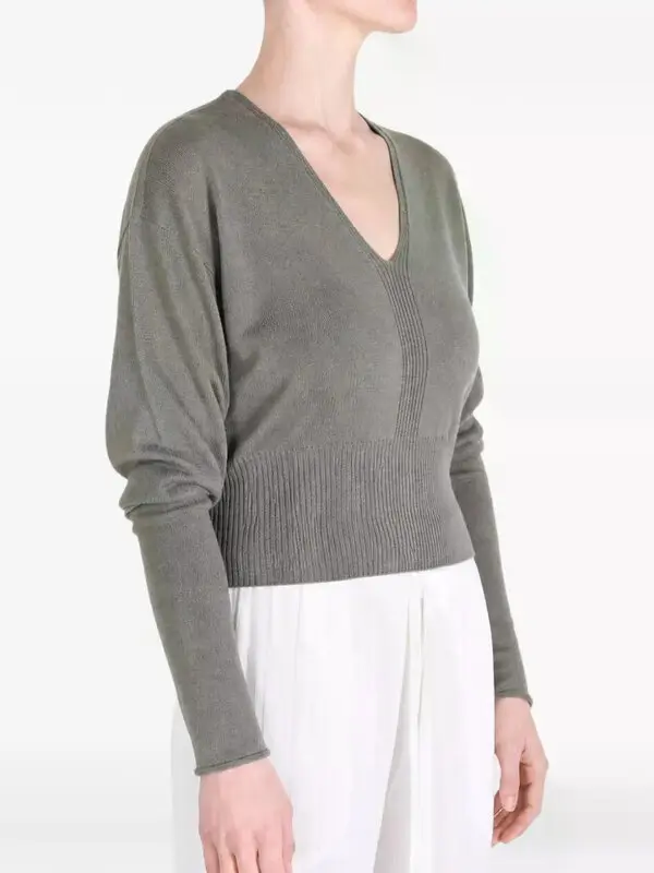 Rick Owens V-neck Ribbed-knit Cropped Sweater
