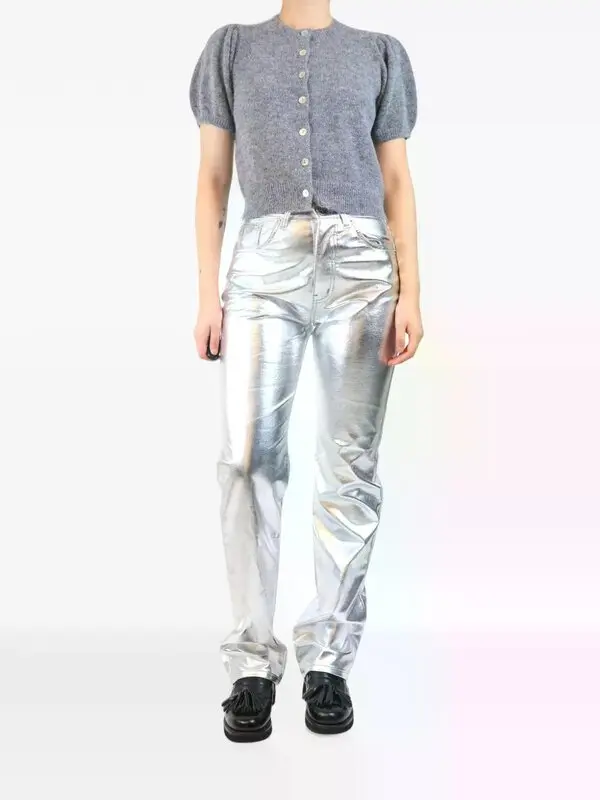 PAPER MOON Metallic-effect Straight Leg Trousers
