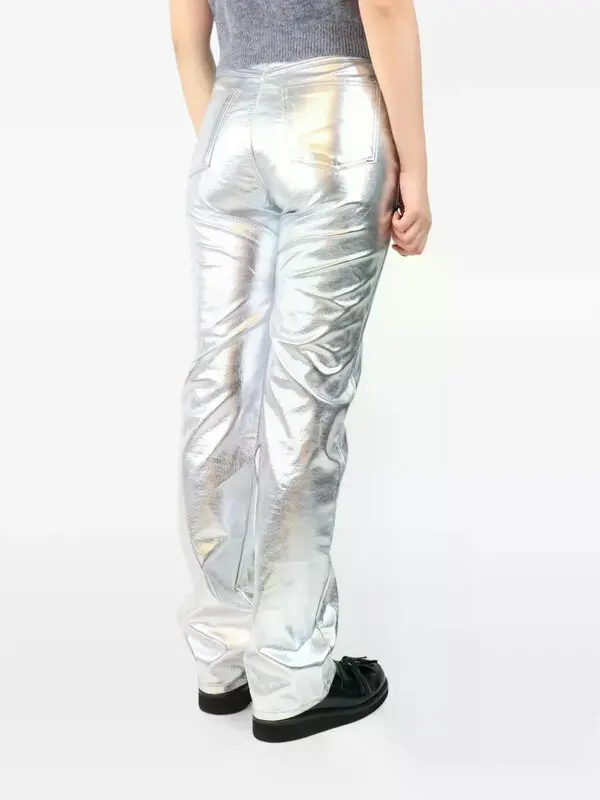PAPER MOON Metallic-effect Straight Leg Trousers