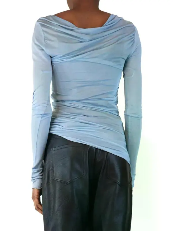 Blumarine Ruched Long-sleeved T-shirt - Blue
