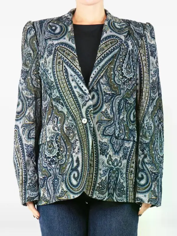 Maria De La Orden Paisley-print Corduroy Blazer - Blue