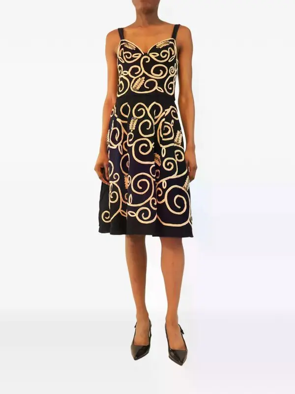 LOUIS VUITTON Embroidered Cocktail Mini Dress - Black