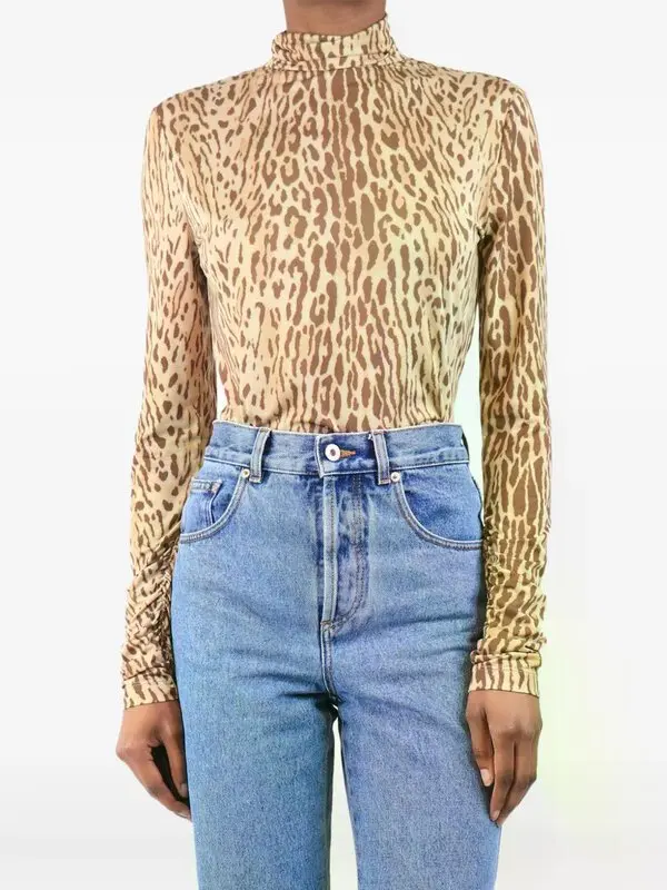 Zimmermann High-neck Leopard Print Top