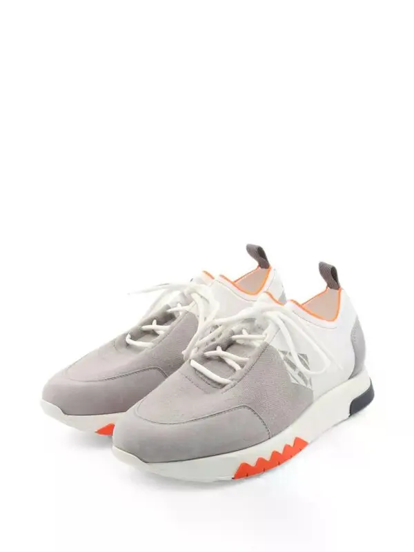 Hermès Exploit Paneled Lace-up Sneakers - Grey