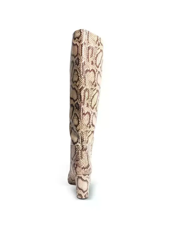 Paris Texas Python-effect Leather Knee-high Boots - Neutrals