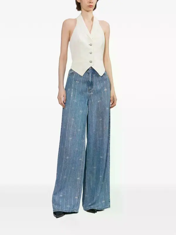 SELF-PORTRAIT Crystal-embellished Halterneck Top