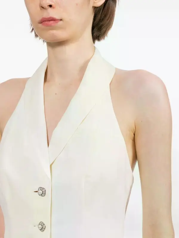 SELF-PORTRAIT Crystal-embellished Halterneck Top