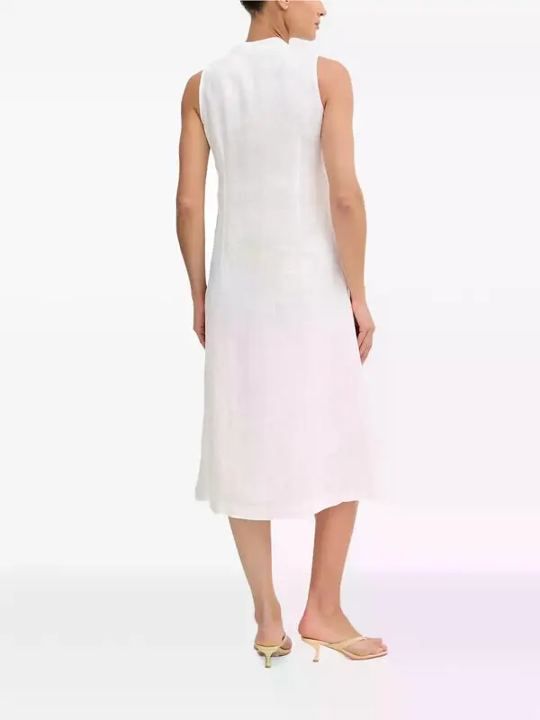 BENETTON Sleeveless Linen Midi Dress - White