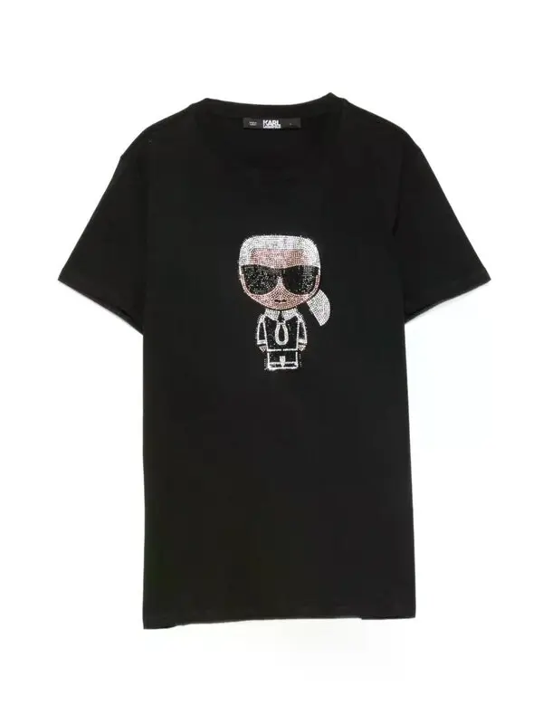 Karl Lagerfeld Ikonik Rhinestone Embellished T-shirt - Black