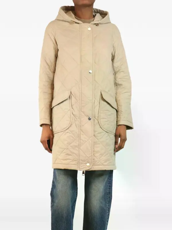 DIVINE CASHMERE Quilted Hooded Parka Coat