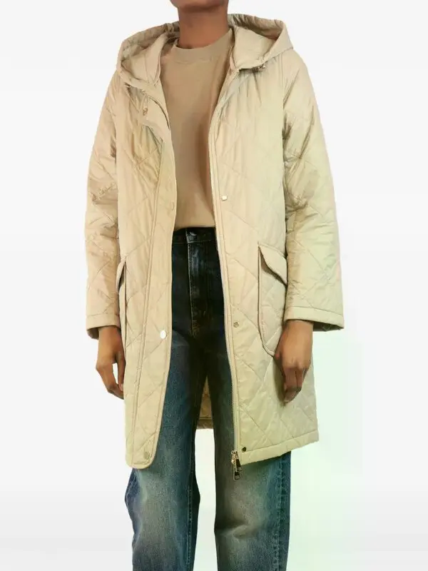 DIVINE CASHMERE Quilted Hooded Parka Coat