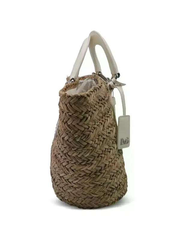 Dolce & Gabbana Woven Raffia Drawstring Basket Tote Bag