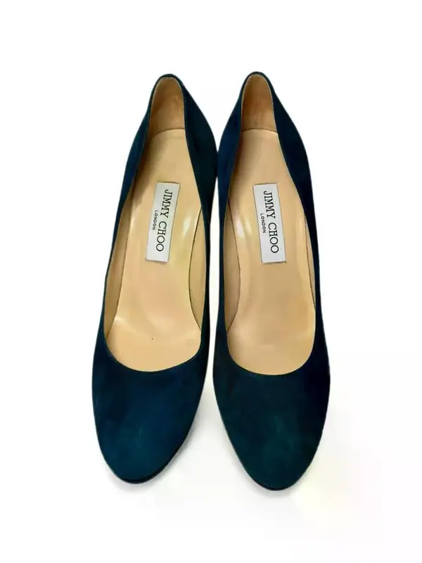 JIMMY CHOO Suede Almond Toe Platform Stiletto Pumps