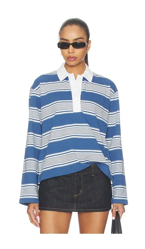 Rag & Bone Kelly Stripe Polo Long Sleeve - Multi