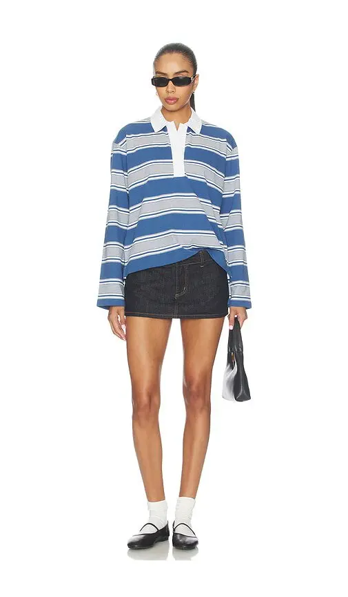 Rag & Bone Kelly Stripe Polo Long Sleeve - Multi