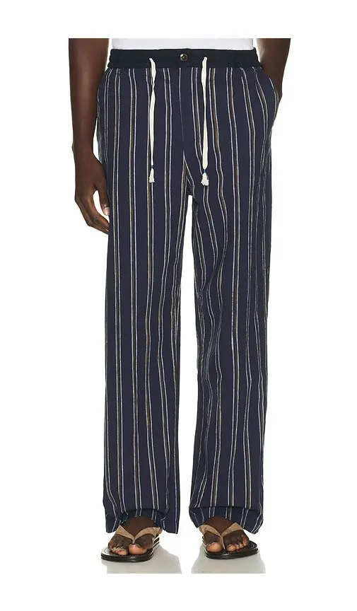 Scotch & Soda Otis Striped Linen Blend Straight Fit Jogger In . Also - Blue