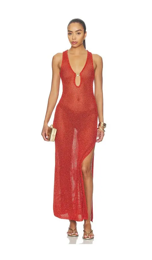 RUNAWAY THE LABEL Ariya Sleeveless Knit Maxi Dress - Rust
