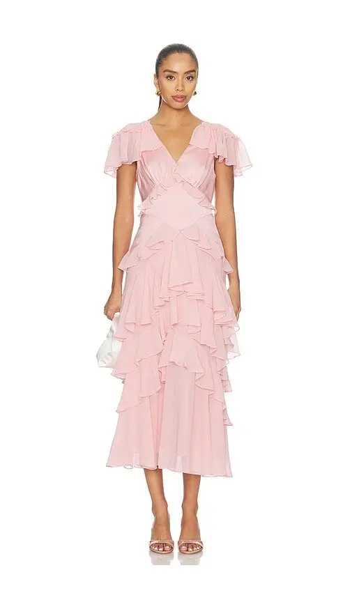 Cinq À Sept Tatum Ruffled Midi Dress - Pink