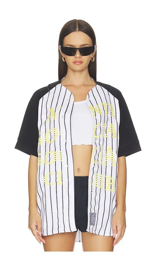 ANTI SOCIAL SOCIAL CLUB Pinstriped Baseball Jersey In . Also - Black