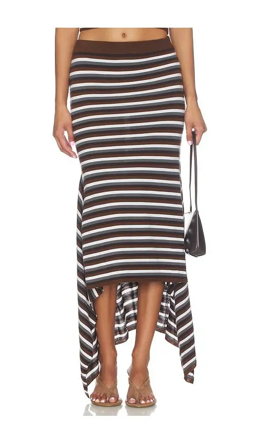 Monse Striped Cascade Skirt - Brown