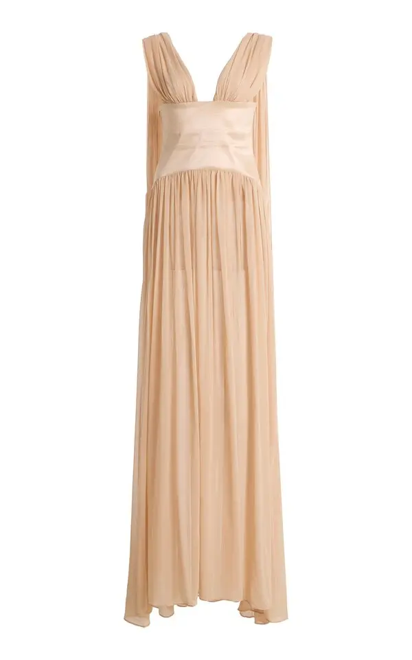 Arcina Ori Exclusive Ramona Chiffon Maxi Dress - Nude