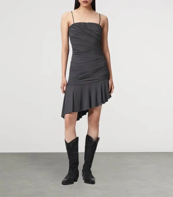ALLSAINTS Sophia Ruched Asymmetric Mini Dress