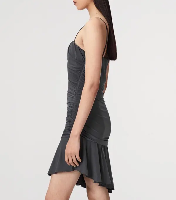 ALLSAINTS Sophia Ruched Asymmetric Mini Dress