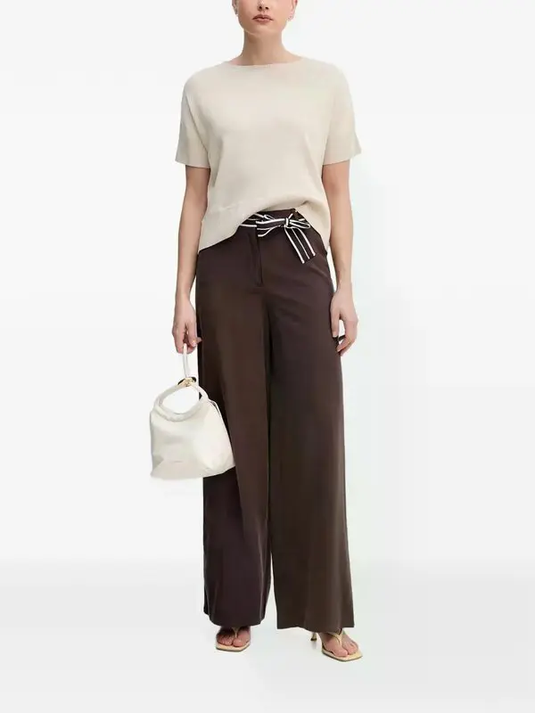 BENETTON Belted Wide-leg Trousers - Brown