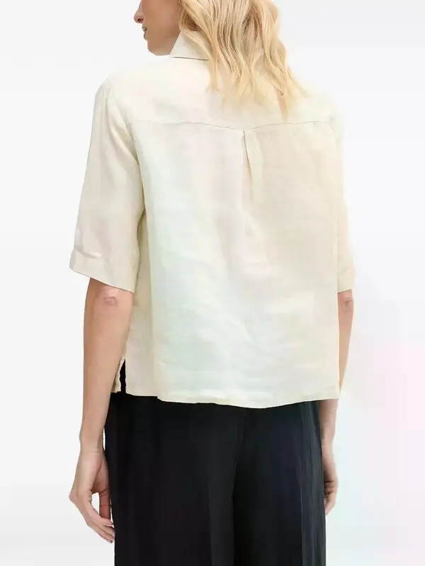 BENETTON Linen Button-fastening Short-sleeve Shirt