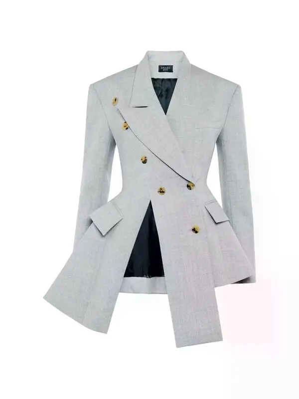 A.W.A.K.E. Mode Asymmetric Double-breasted Jacket - Grey