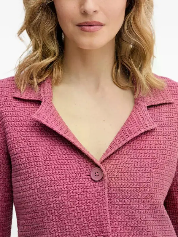 BENETTON Textured Button-up Cardigan With Notched Lapels