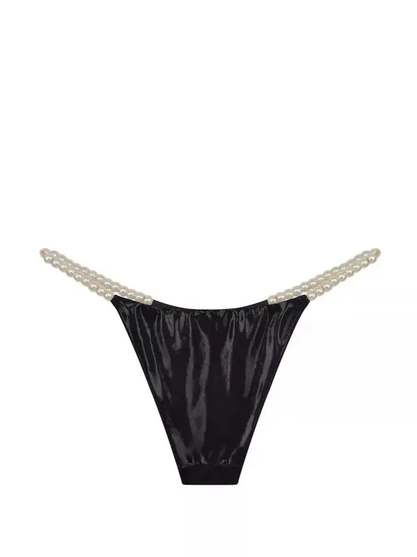 GOD SAVE QUEENS Mia Bikini Briefs With Pearl Embellishments - Black