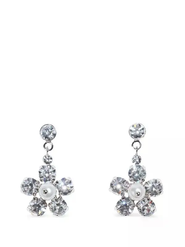 Simone Rocha Crystal Embellished Daisy Drop Earrings - Silver