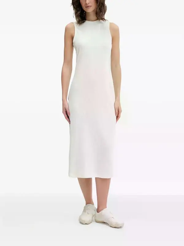 Adidas Ribbed Knit Sleeveless Midi Dress - Neutrals