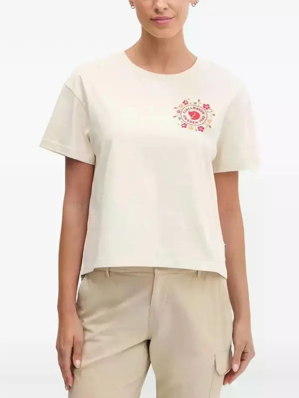 Fjallraven Floral Logo Cotton T-shirt - Neutrals