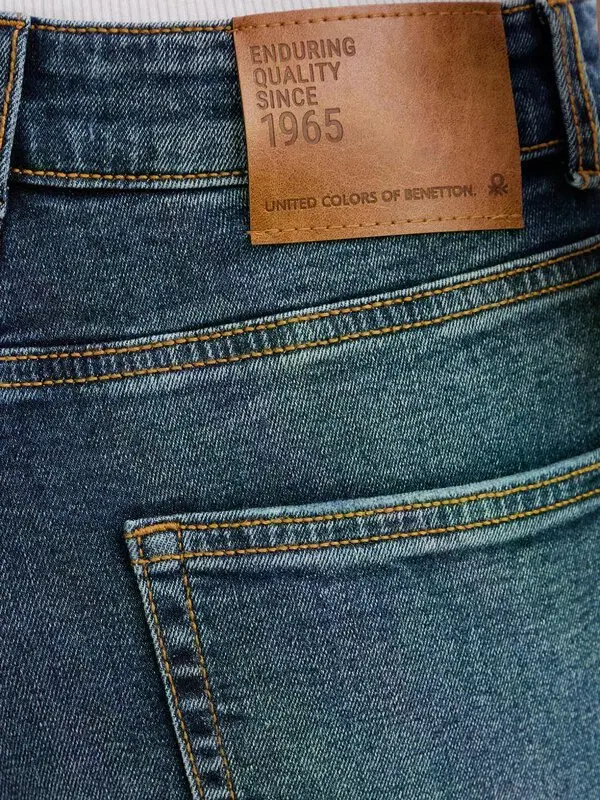 BENETTON Faded Raw-cut Jeans
