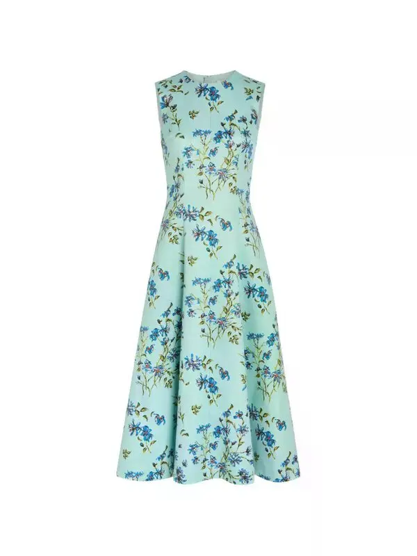EMILIA WICKSTEAD Mara Magnolia-print Sleeveless Midi Dress - Blue