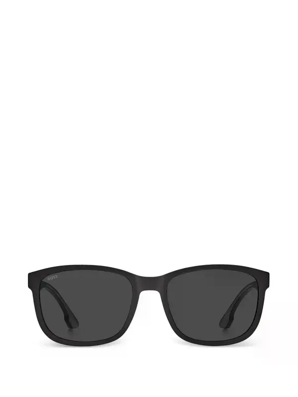 BOSS Matte Finish Rectangle Frame Sunglasses - Black